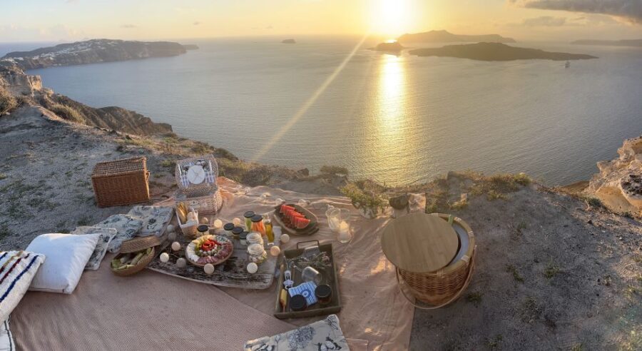 Uncrowded Santorini Sunset PicNic | Power Traveller
